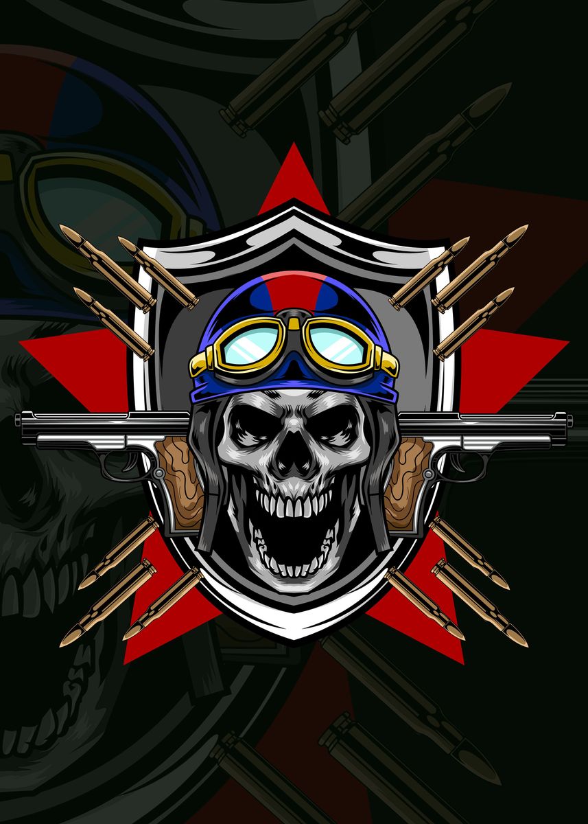 'Skull Pilot 02' Poster, picture, metal print, paint by Iqbal harris ...