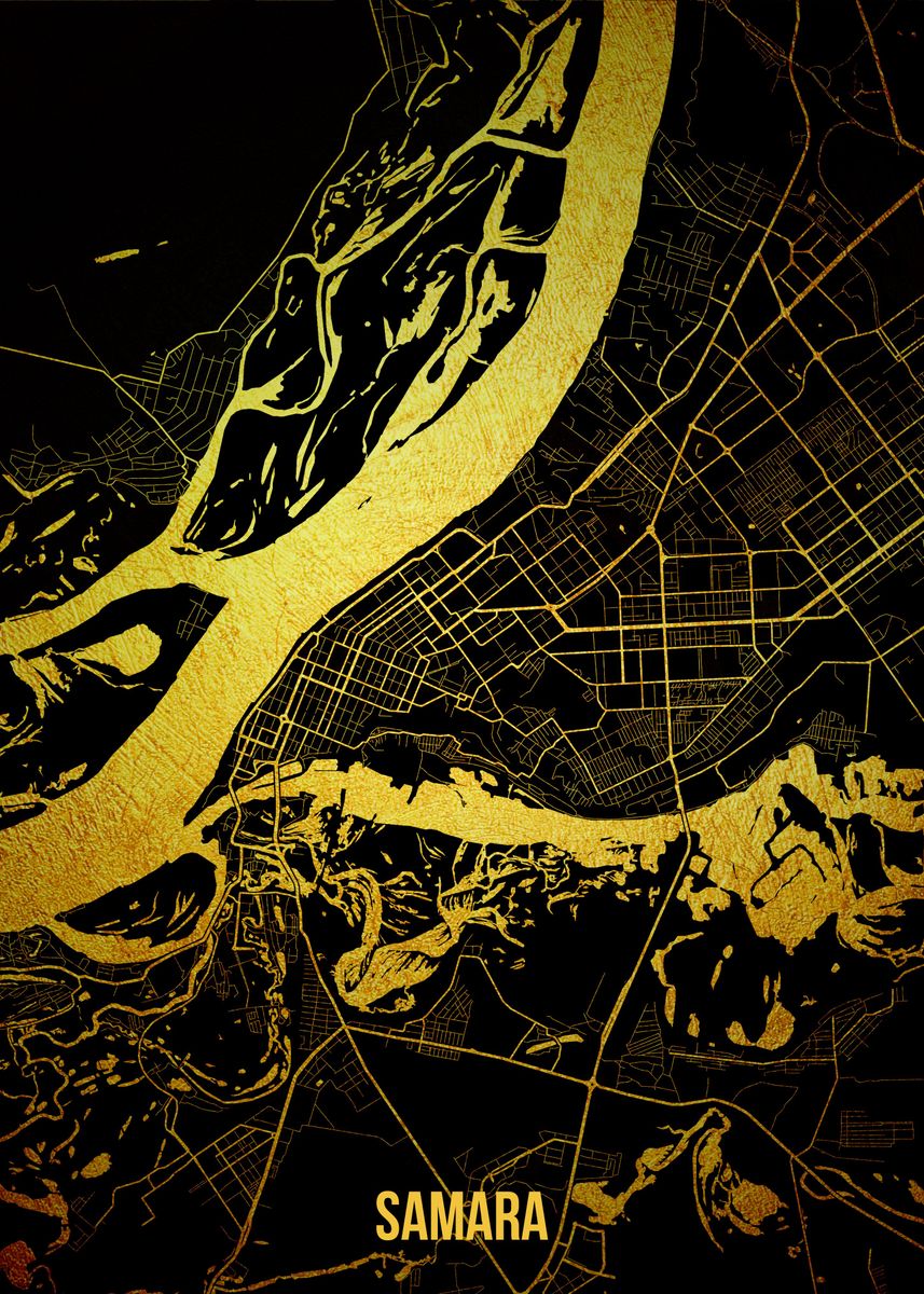 'Samara gold map' Poster by Stefano Lunghi | Displate