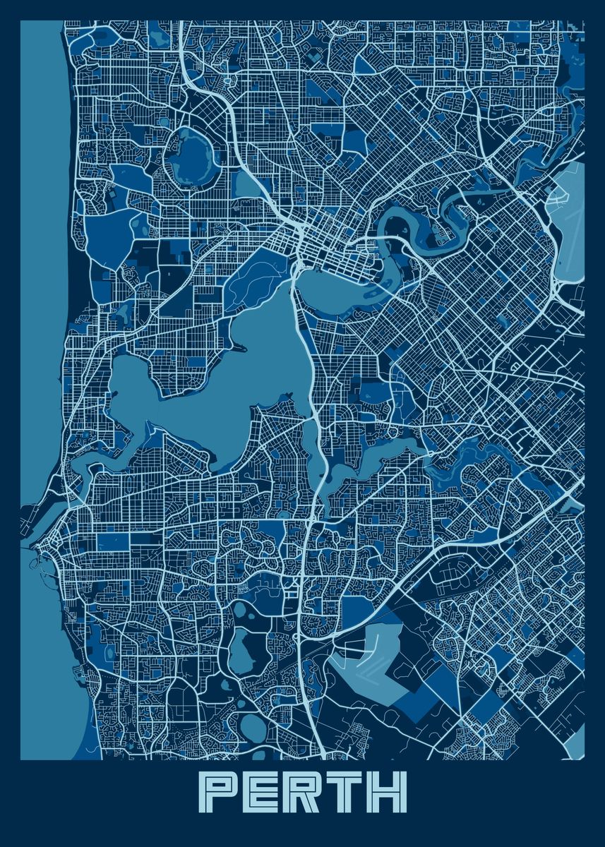 'Perth Peace City Map' Poster, picture, metal print, paint by Tien ...