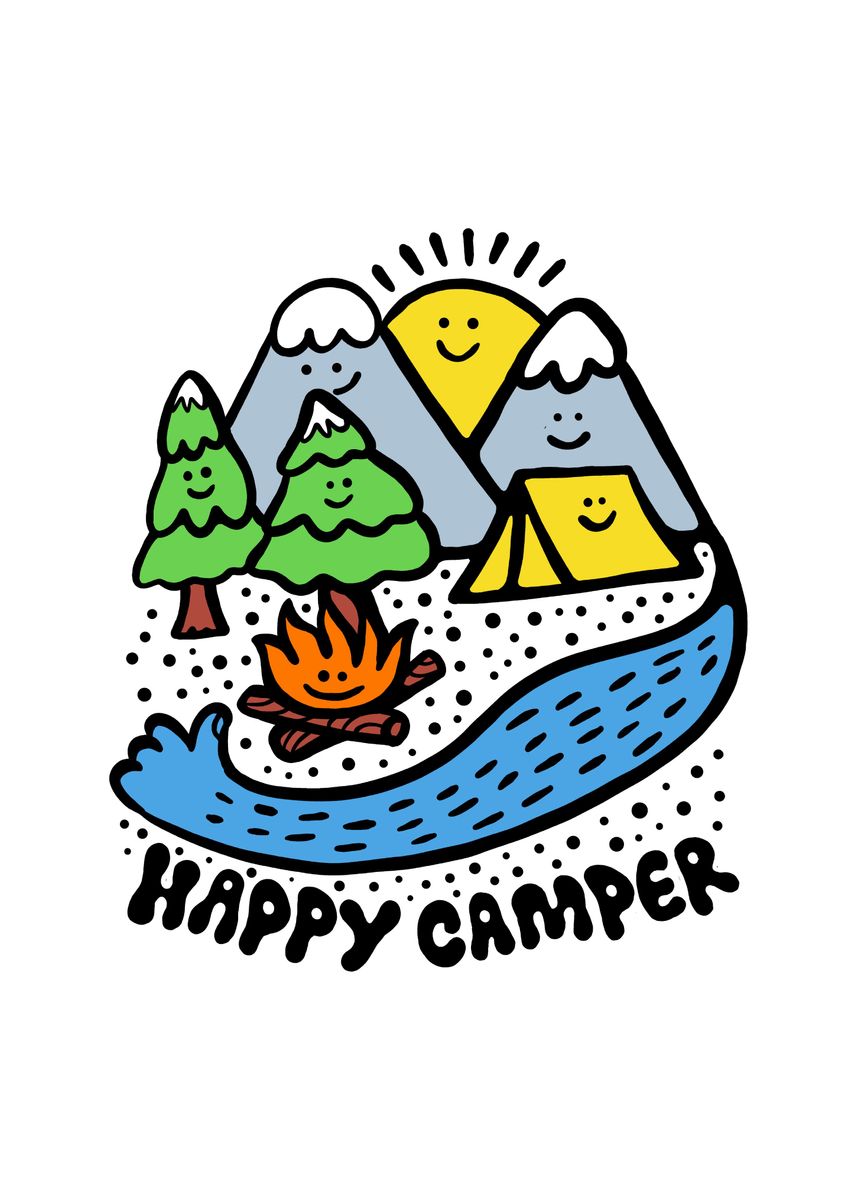 'Happy Camper' Poster, picture, metal print, paint by Quilimo Studio ...