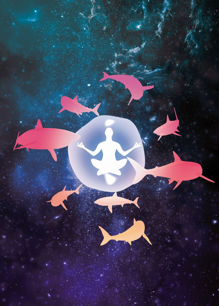 'Space Sharks Meditation' Poster by TMBTM | Displate