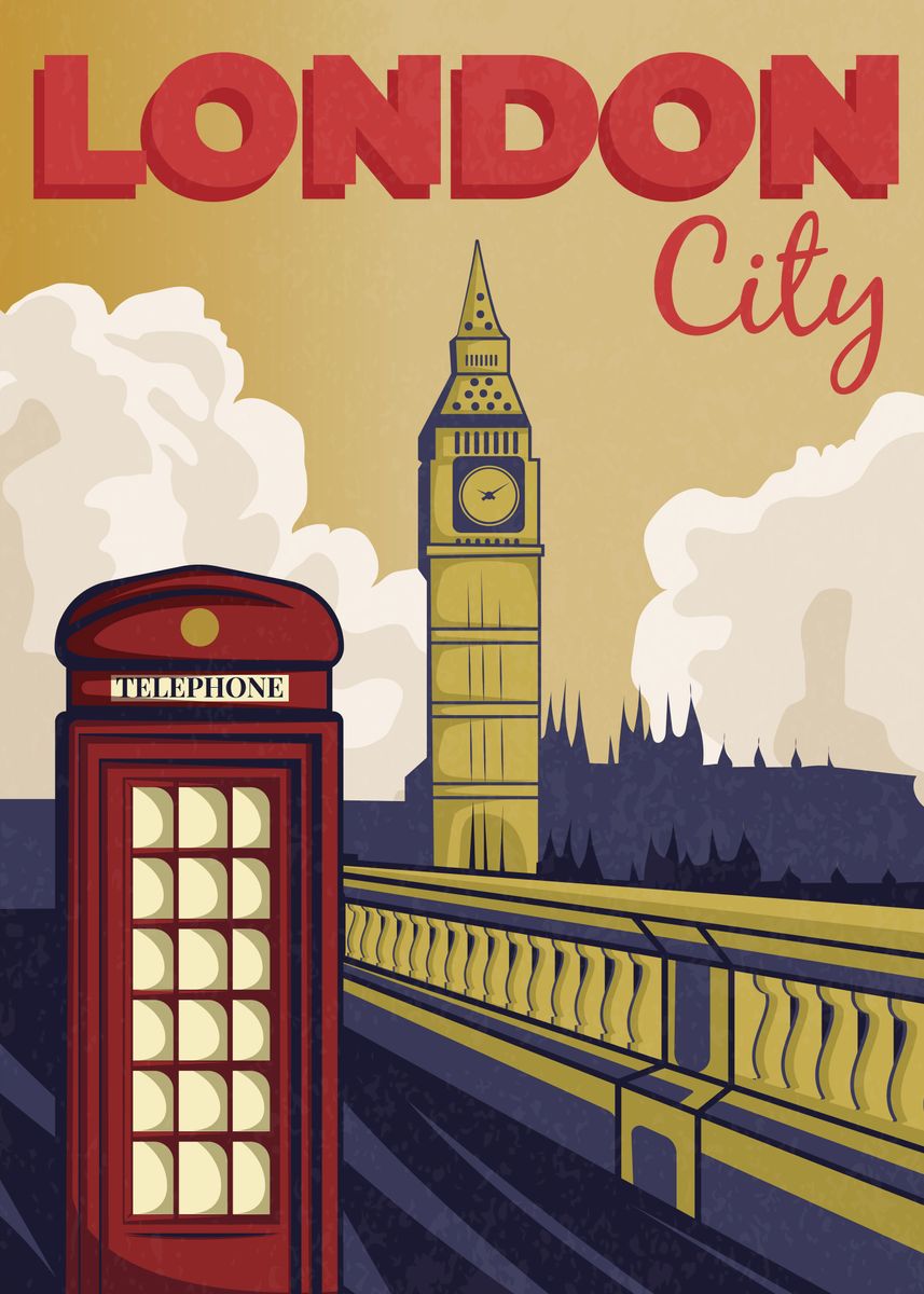 'Retro London' Poster by Metal Art | Displate
