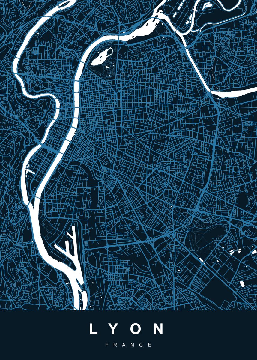 'LYON Art Map France' Poster by UrbanMaps | Displate