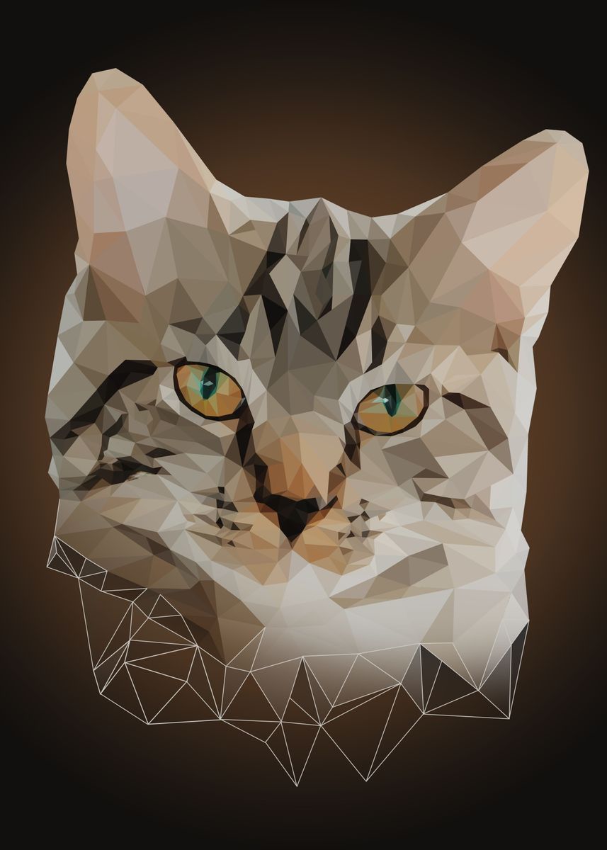 'Low Poly Cat' Poster, picture, metal print, paint by INSPIRE ...