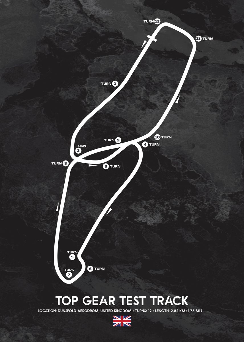 'Top Gear Test Track' Poster, picture, metal print, paint by Mapsters ...