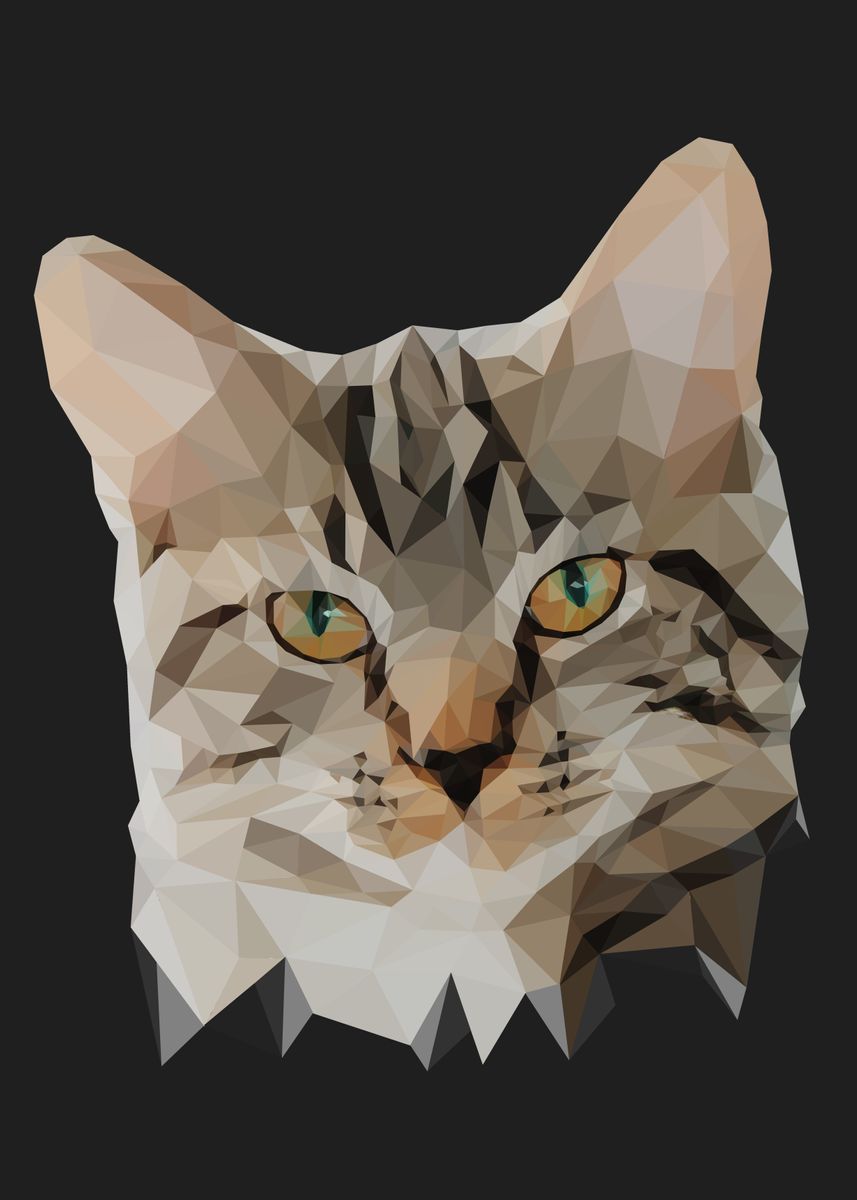 'Low Poly Cat' Poster by INSPIRE COLLECTION | Displate