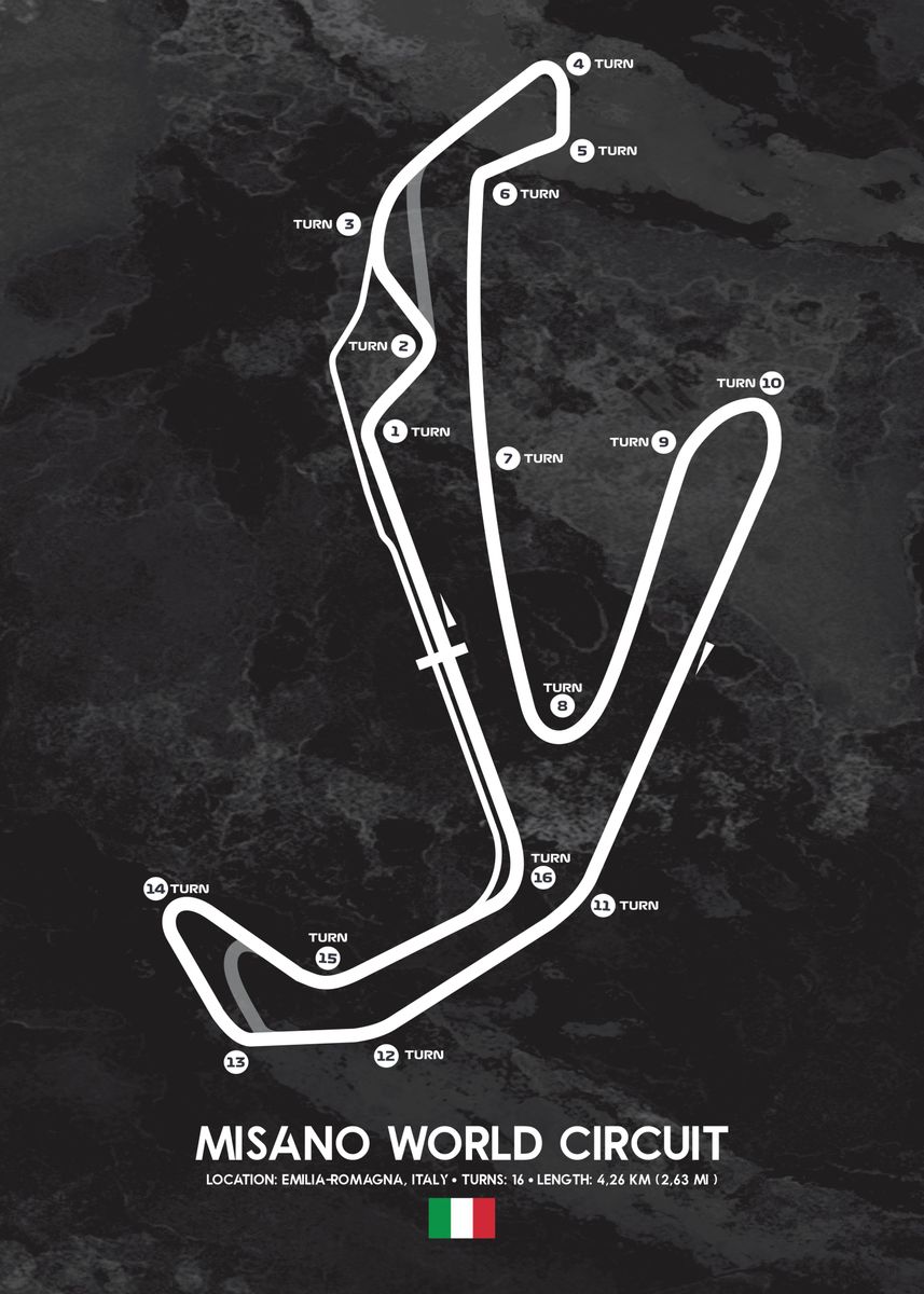 'Misano World Circuit' Poster, picture, metal print, paint by Mapsters ...