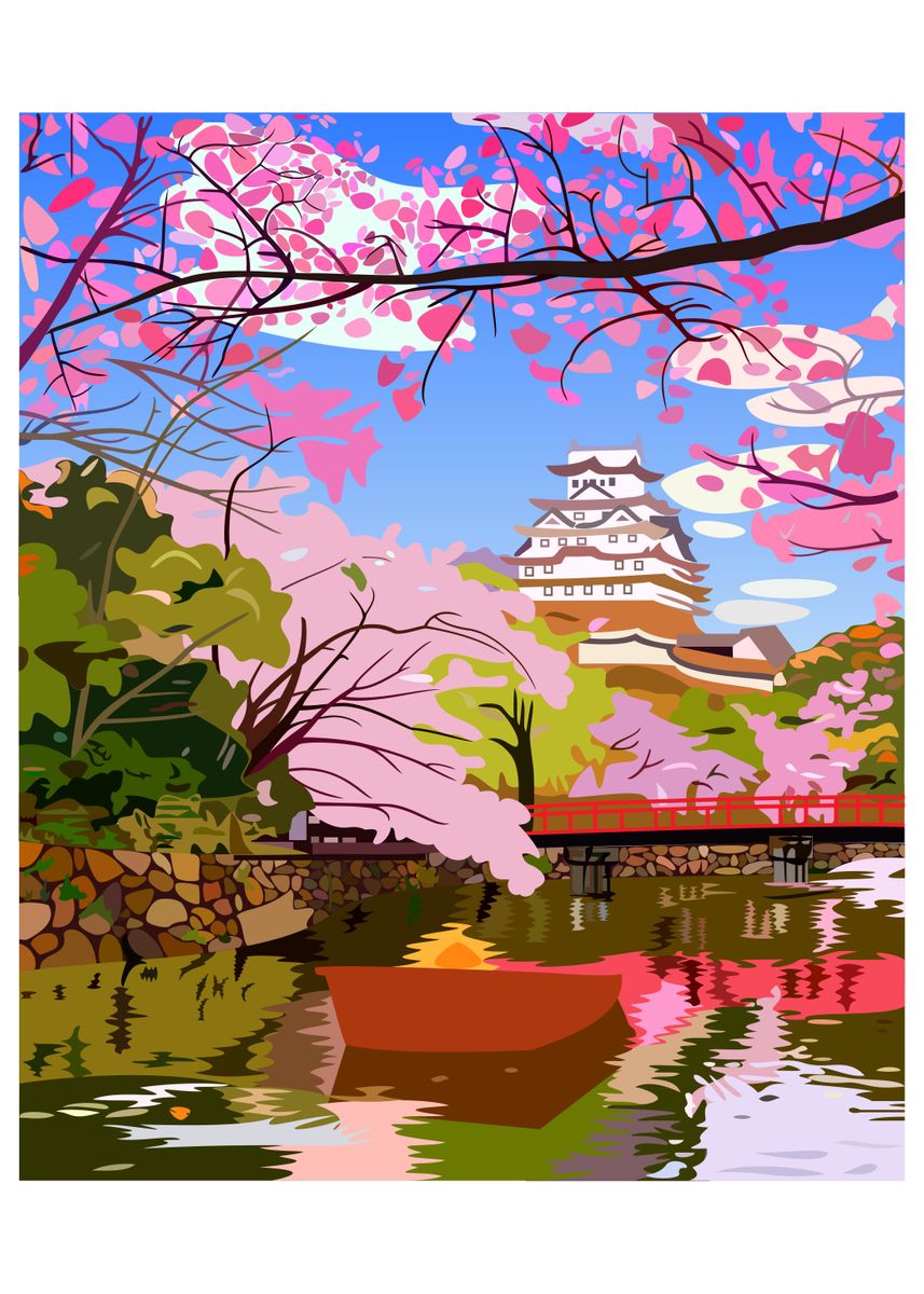 'Japanese Cherry Blossoms' Poster, picture, metal print, paint by Ngoc ...