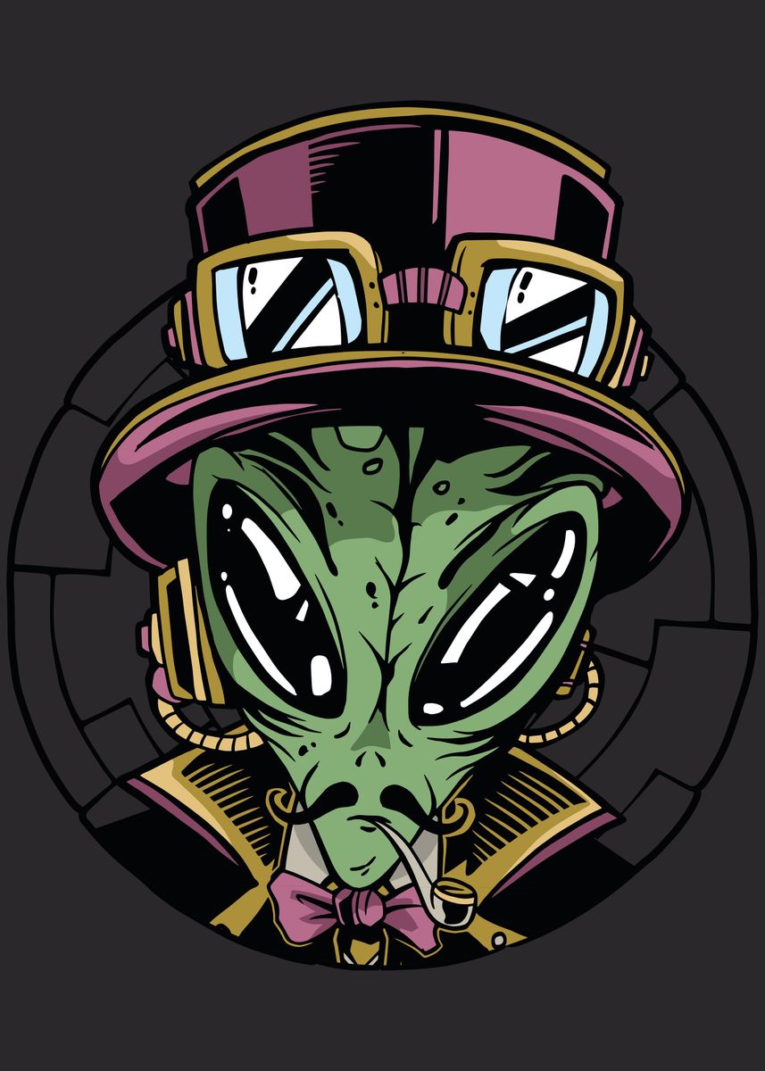 'Steampunk Alien' Poster by Geschenkelaune | Displate