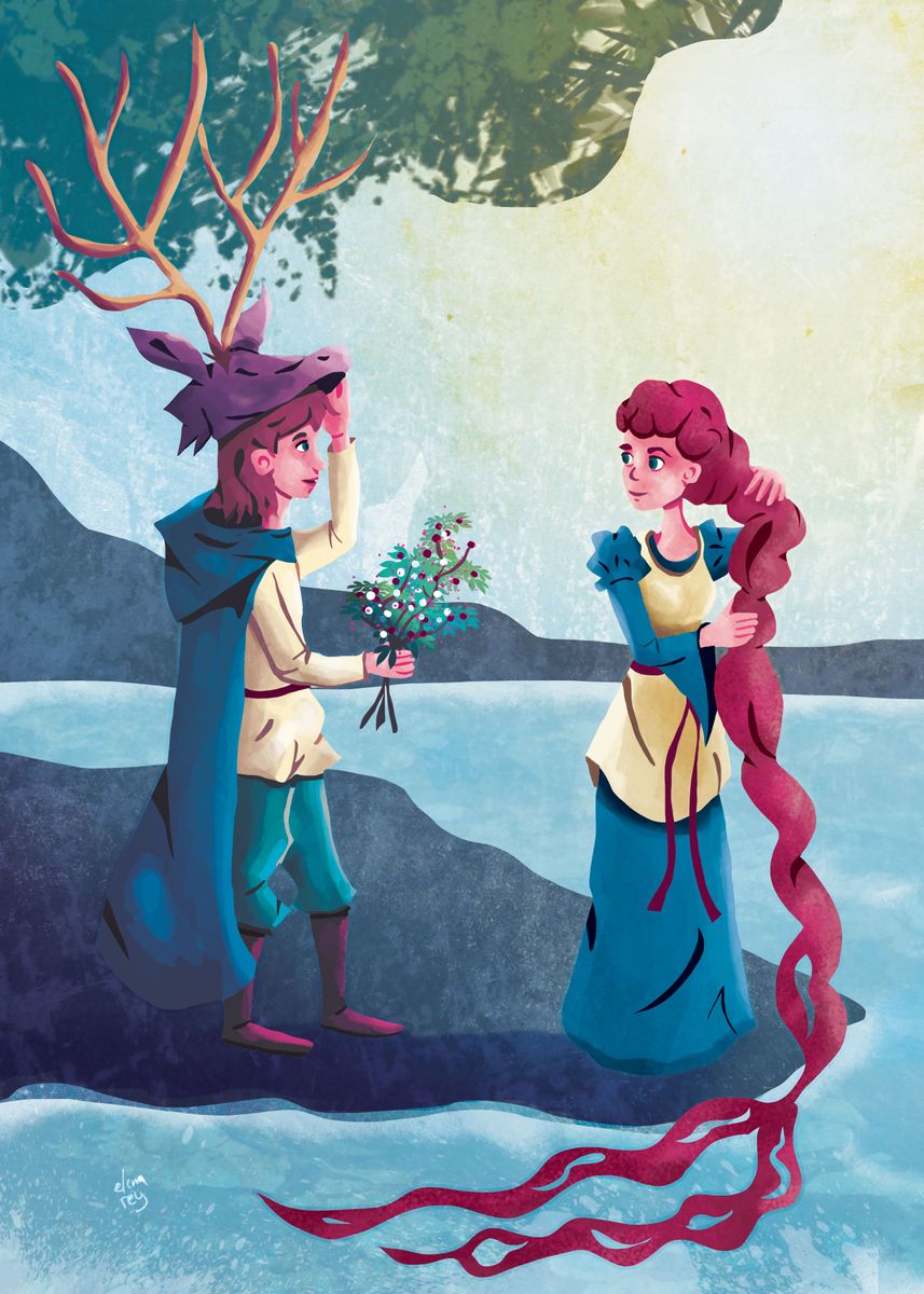 'Courtship' Poster, picture, metal print, paint by Elena Rey | Displate