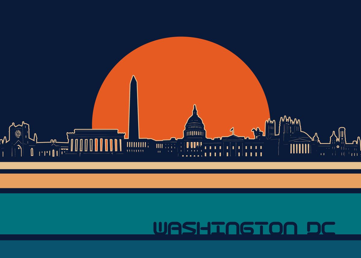 'washington dc retro 5' Poster by Bekim Art | Displate