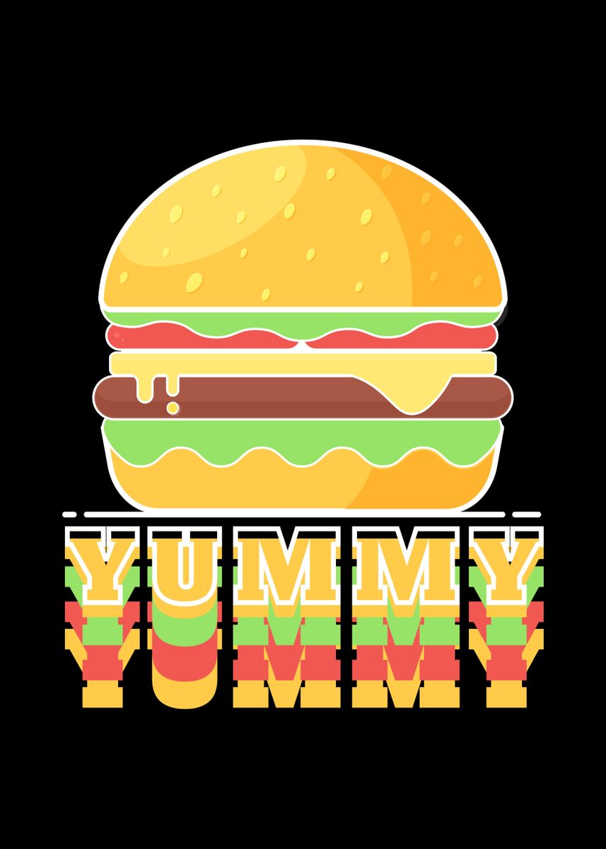 'Burger Yummy' Poster, picture, metal print, paint by Mooon | Displate