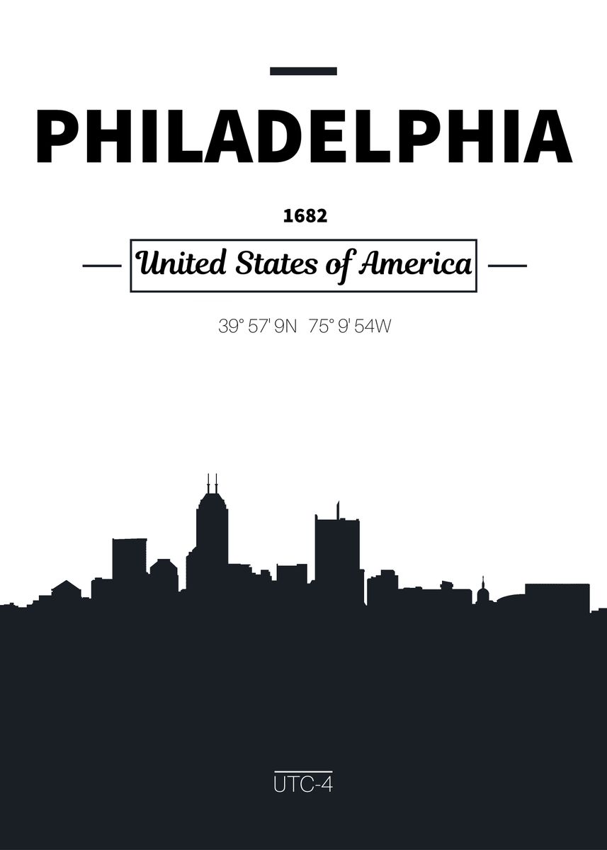 'Philadelphia skyline ' Poster, picture, metal print, paint by ...