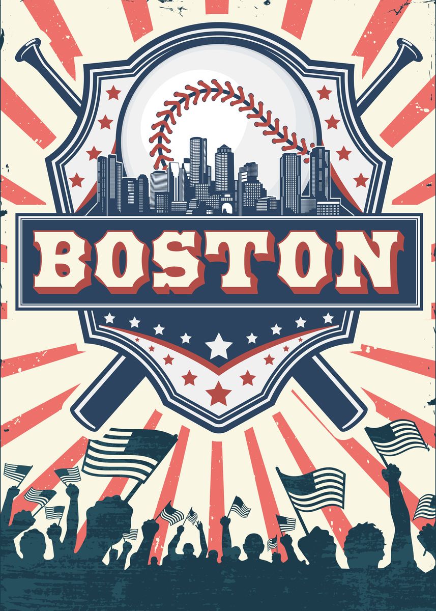 'Boston Baseball Skyline' Poster by StefanART | Displate