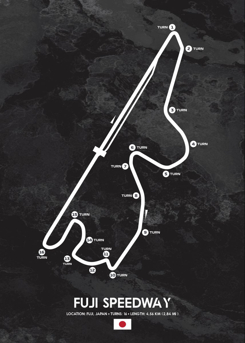 'Fuji Speedway ' Poster, picture, metal print, paint by Mapsters | Displate