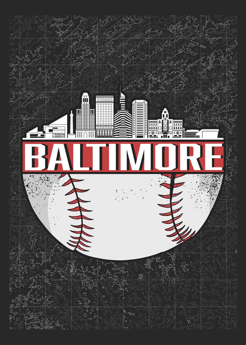 'Baltimore Baseball Skyline' Poster, picture, metal print, paint by ...