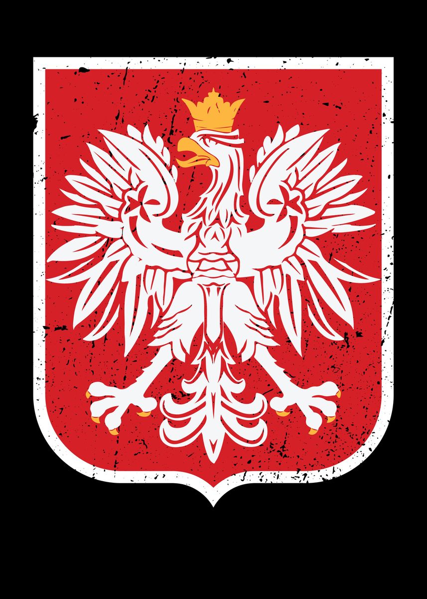 'Poland Eagle Flag Retro' Poster, picture, metal print, paint by ...