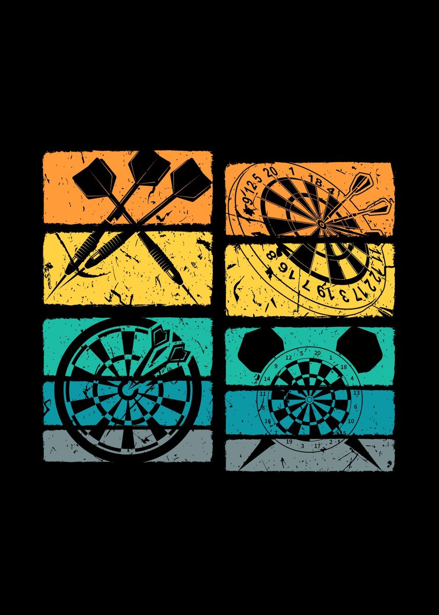 'Dart Retro Dartboard' Poster, picture, metal print, paint by ...