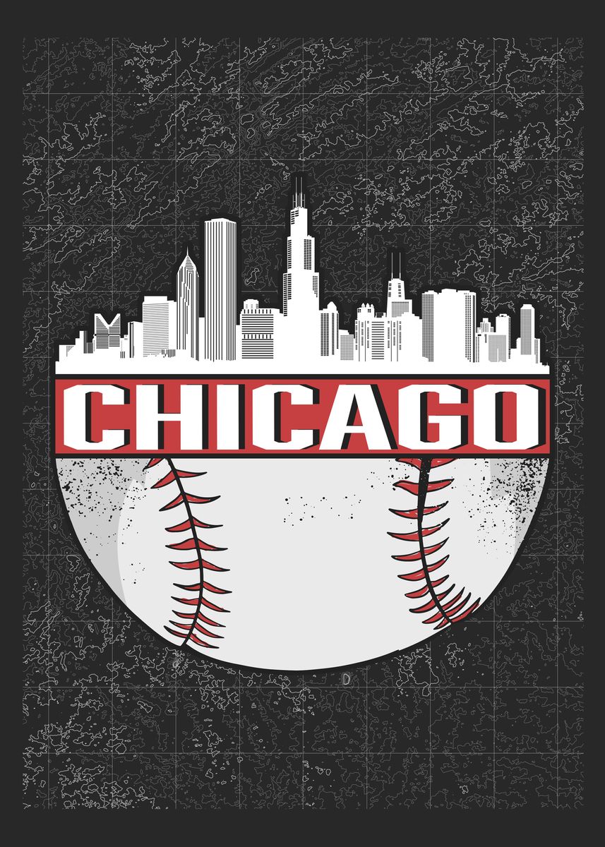 'Chicago Baseball Skyline' Poster by StefanART | Displate