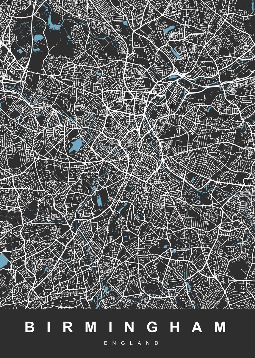 'BIRMINGHAM Art Map UK' Poster by UrbanMaps | Displate