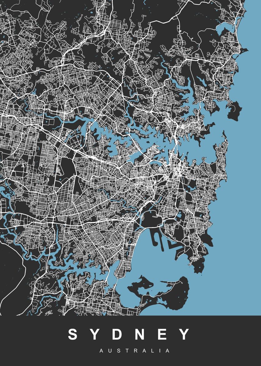 'SYDNEY Art Map Australia' Poster by UrbanMaps | Displate