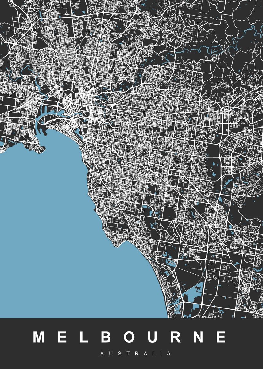 'MELBOURNE Art Map' Poster, picture, metal print, paint by UrbanMaps | Displate