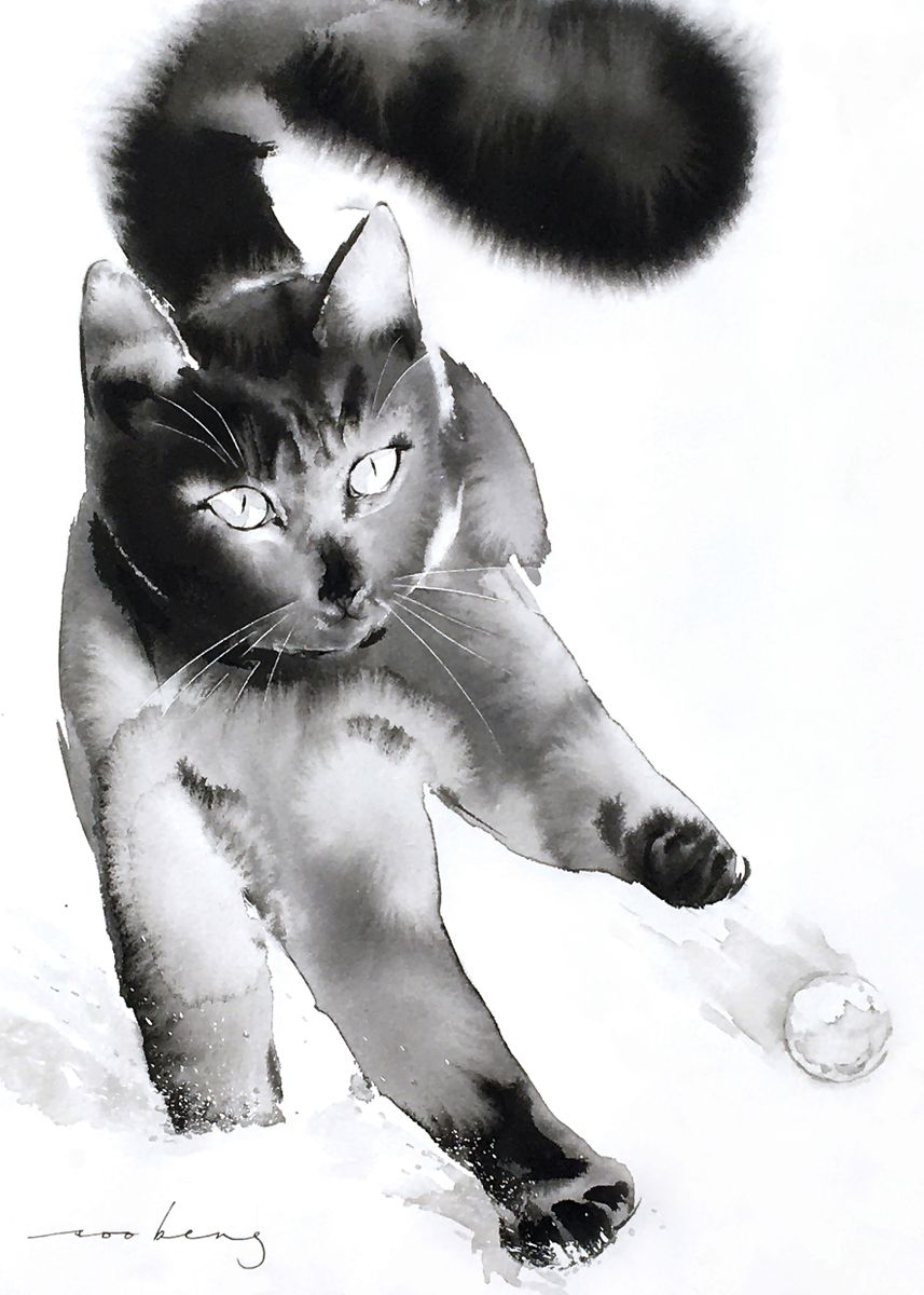 'Snow Catch' Poster, picture, metal print, paint by Soo Beng Lim | Displate