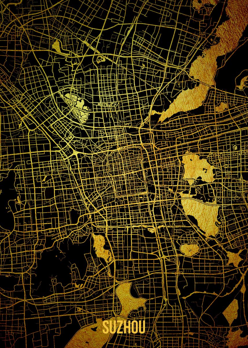 'Suzhou gold map' Poster, picture, metal print, paint by LUNGHISTE ...