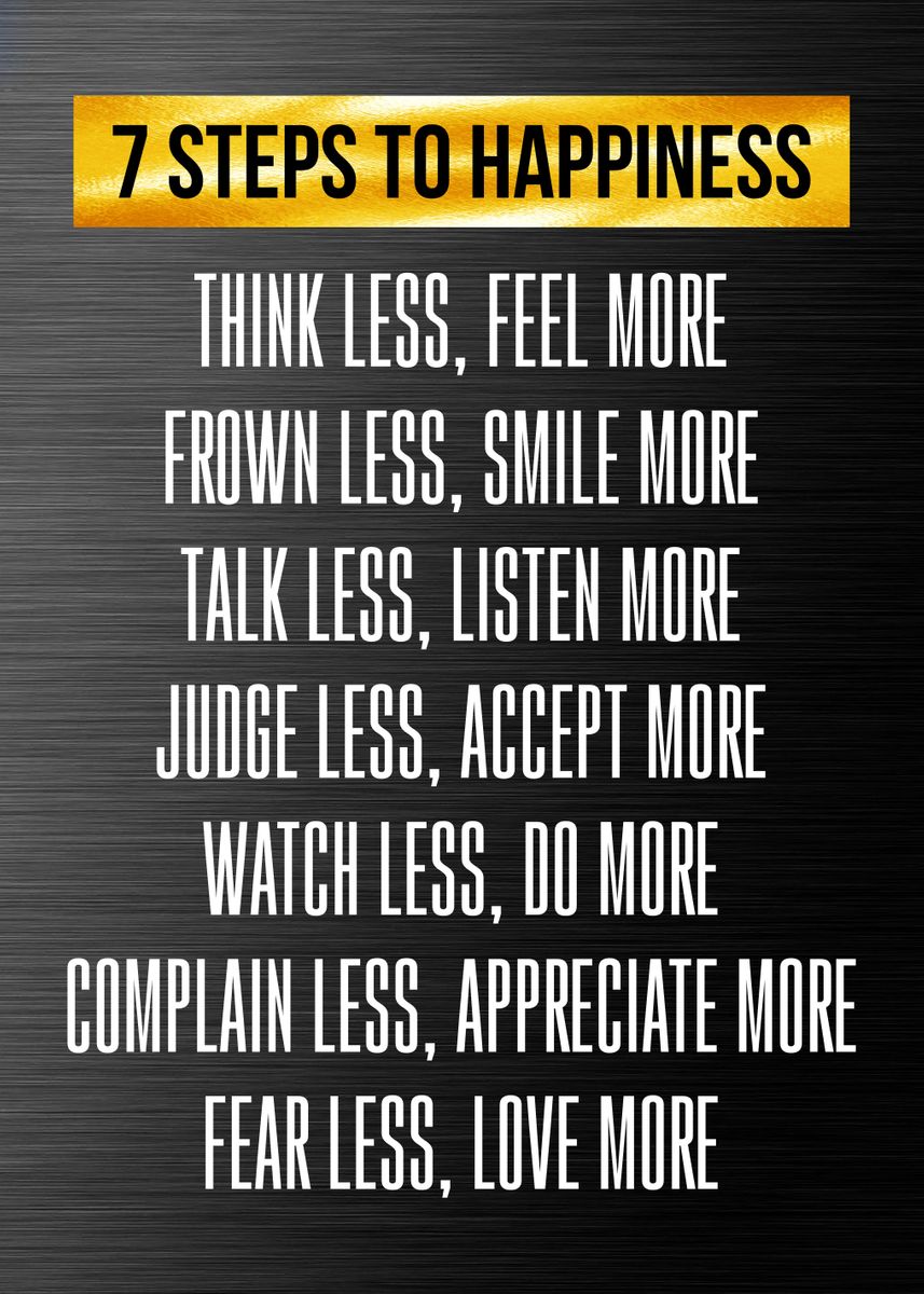 '7 step to happiness' Poster by Bestselling Displate | Displate