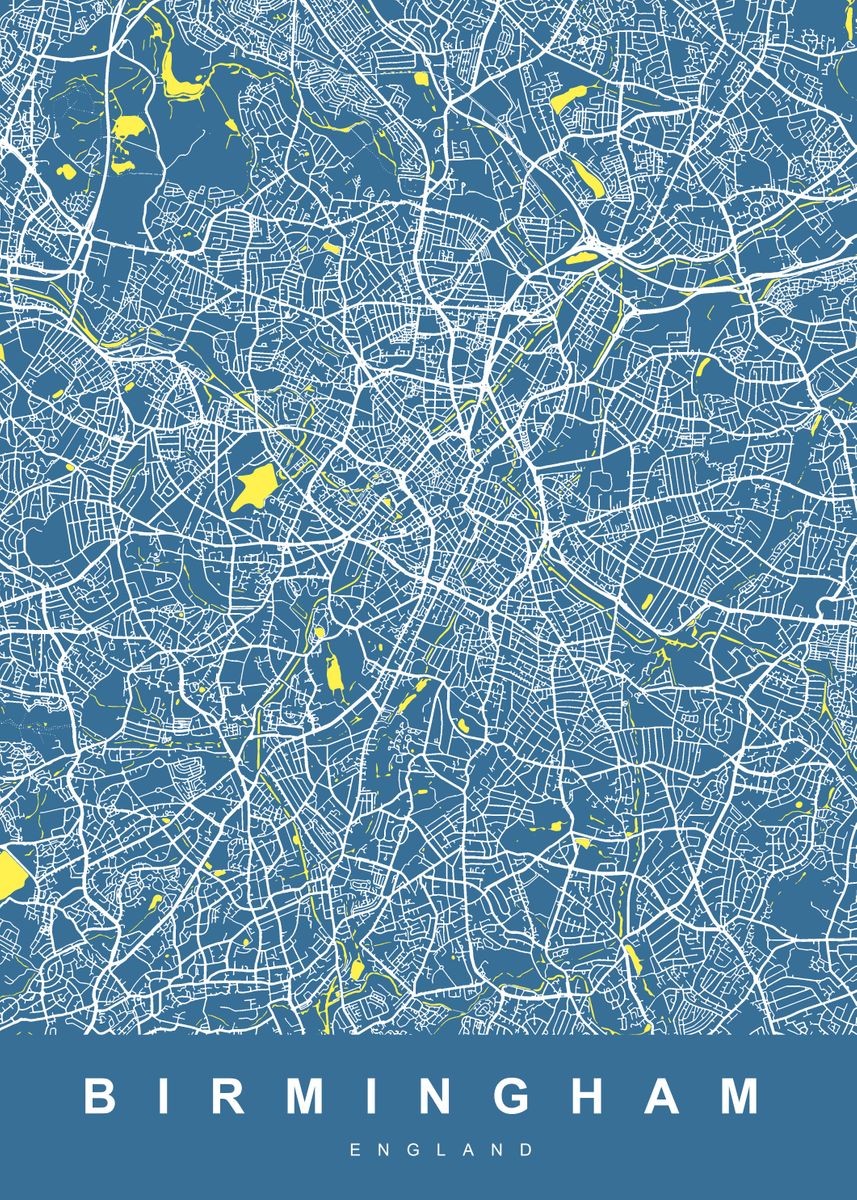 'BIRMINGHAM Art Map' Poster, picture, metal print, paint by UrbanMaps ...