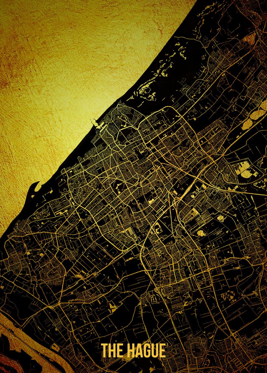 'The Hague gold map' Poster by Stefano Lunghi | Displate