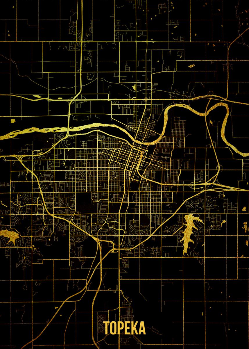 'Topeka gold map' Poster by Stefano Lunghi | Displate