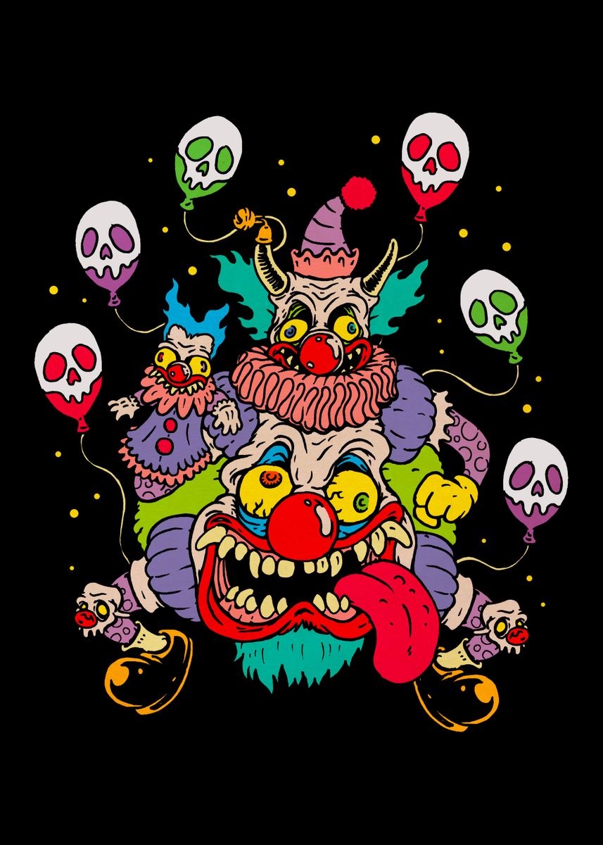 'Clown Mutant' Poster, picture, metal print, paint by Monsters and ...