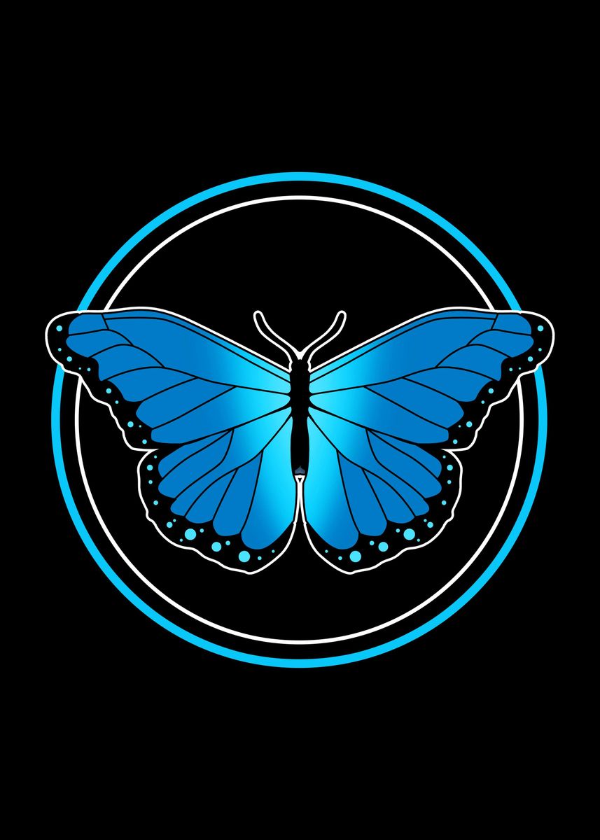 'Blue Morpho' Poster, picture, metal print, paint by FunnyGifts | Displate