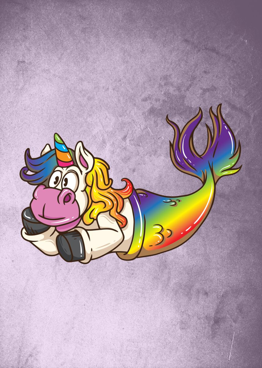 'Half unicorn half mermaid' Poster, picture, metal print, paint by ...