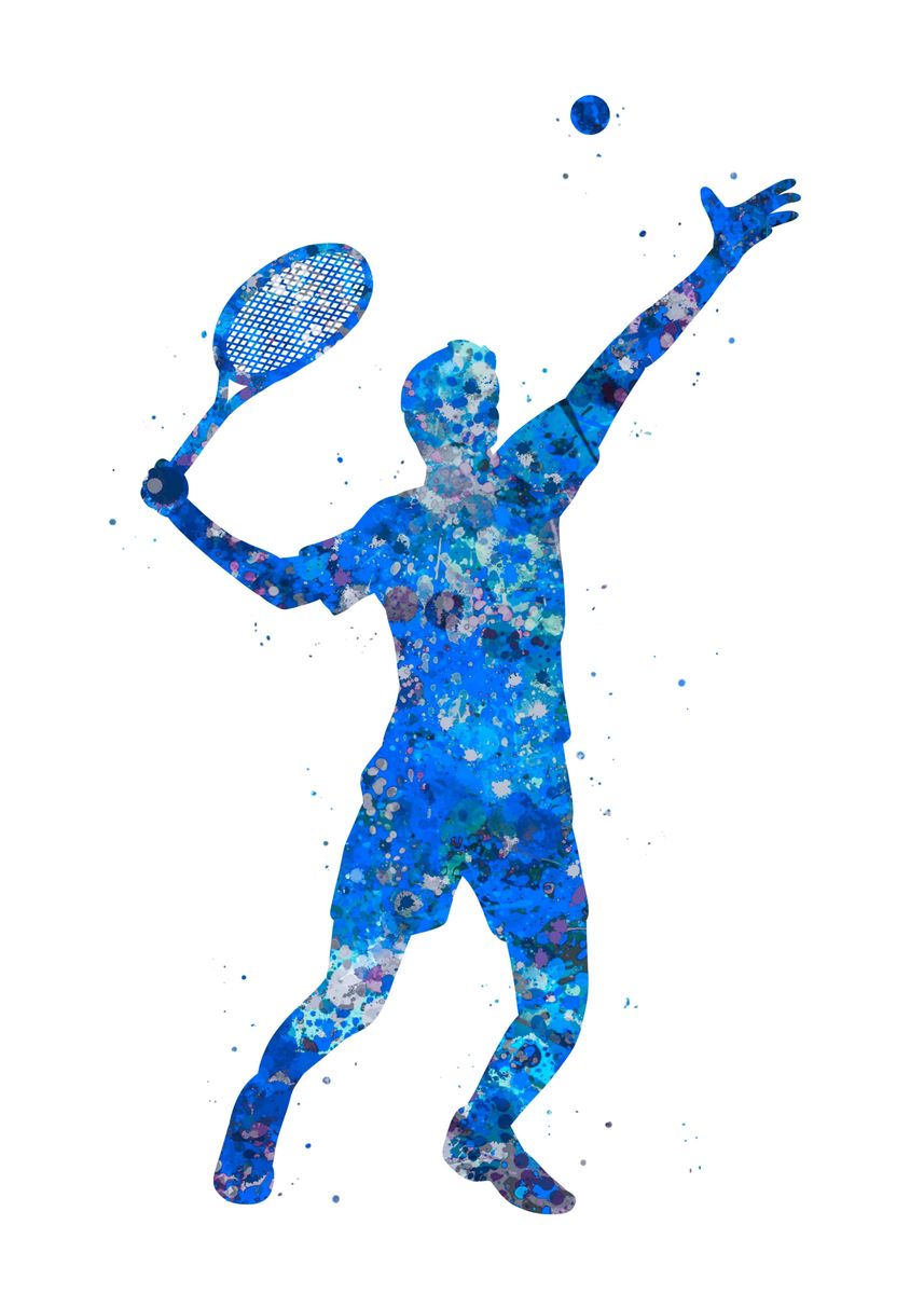 'Tennis player blue art' Poster, picture, metal print, paint by Yahya ...