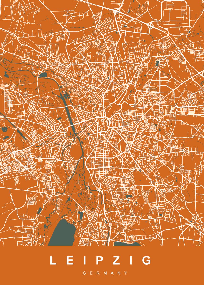 'LEIPZIG Art Map Germany' Poster, picture, metal print, paint by ...