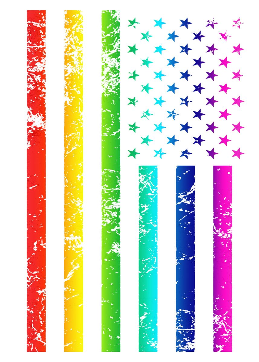 'Rainbow American Flag' Poster, picture, metal print, paint by Scar ...