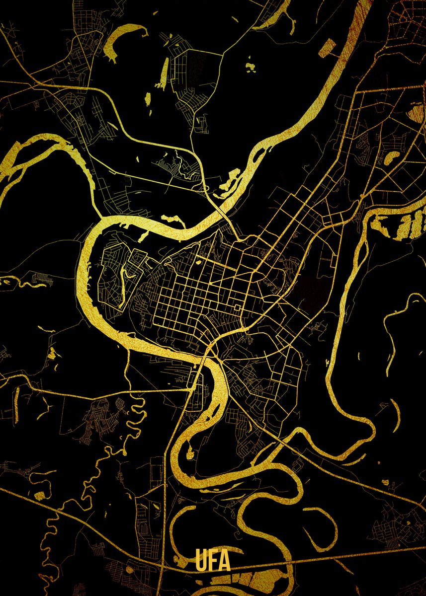 'Ufa gold map' Poster by Stefano Lunghi | Displate