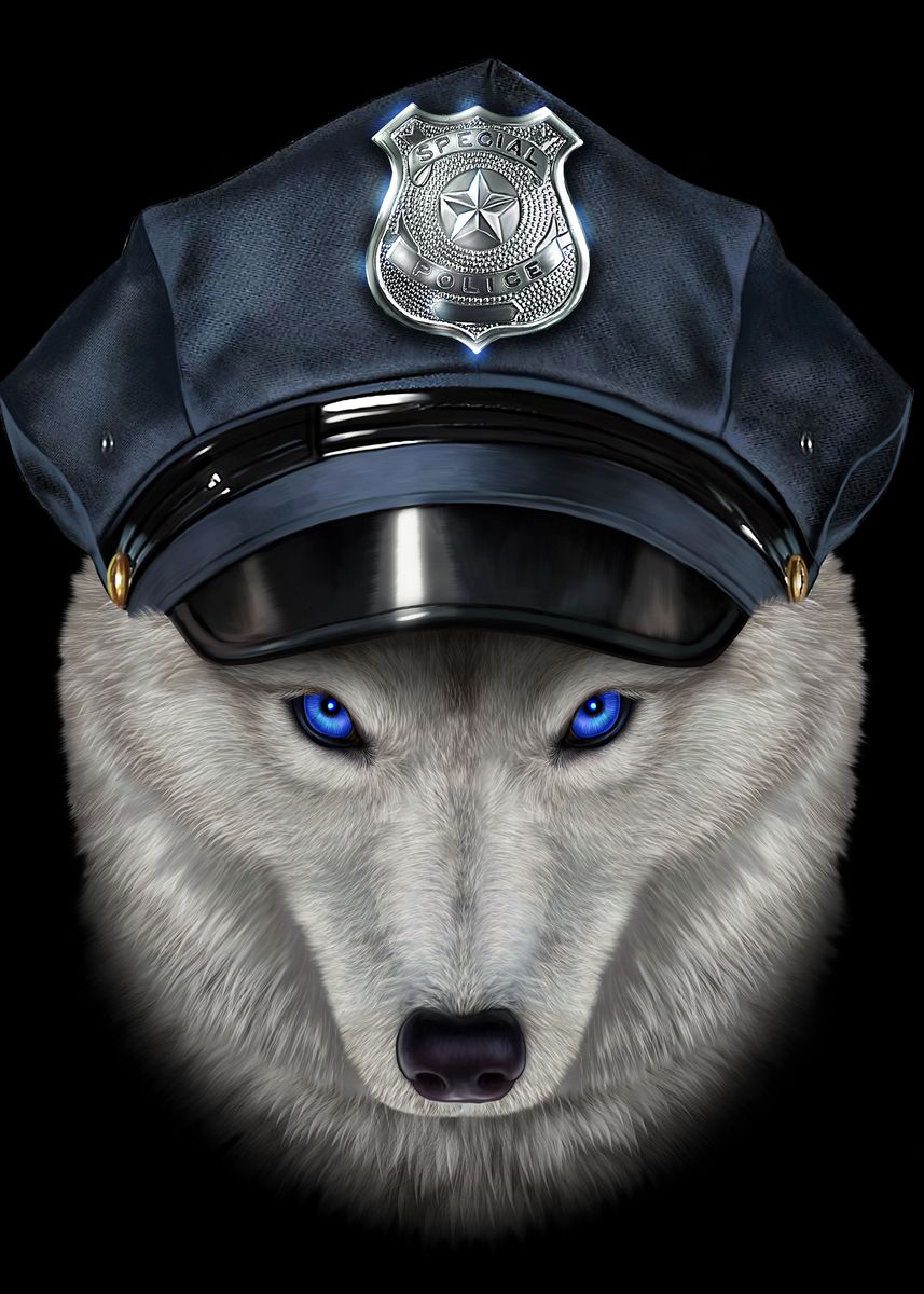 'Polar Wolf Police' Poster, picture, metal print, paint by Jeff | Displate