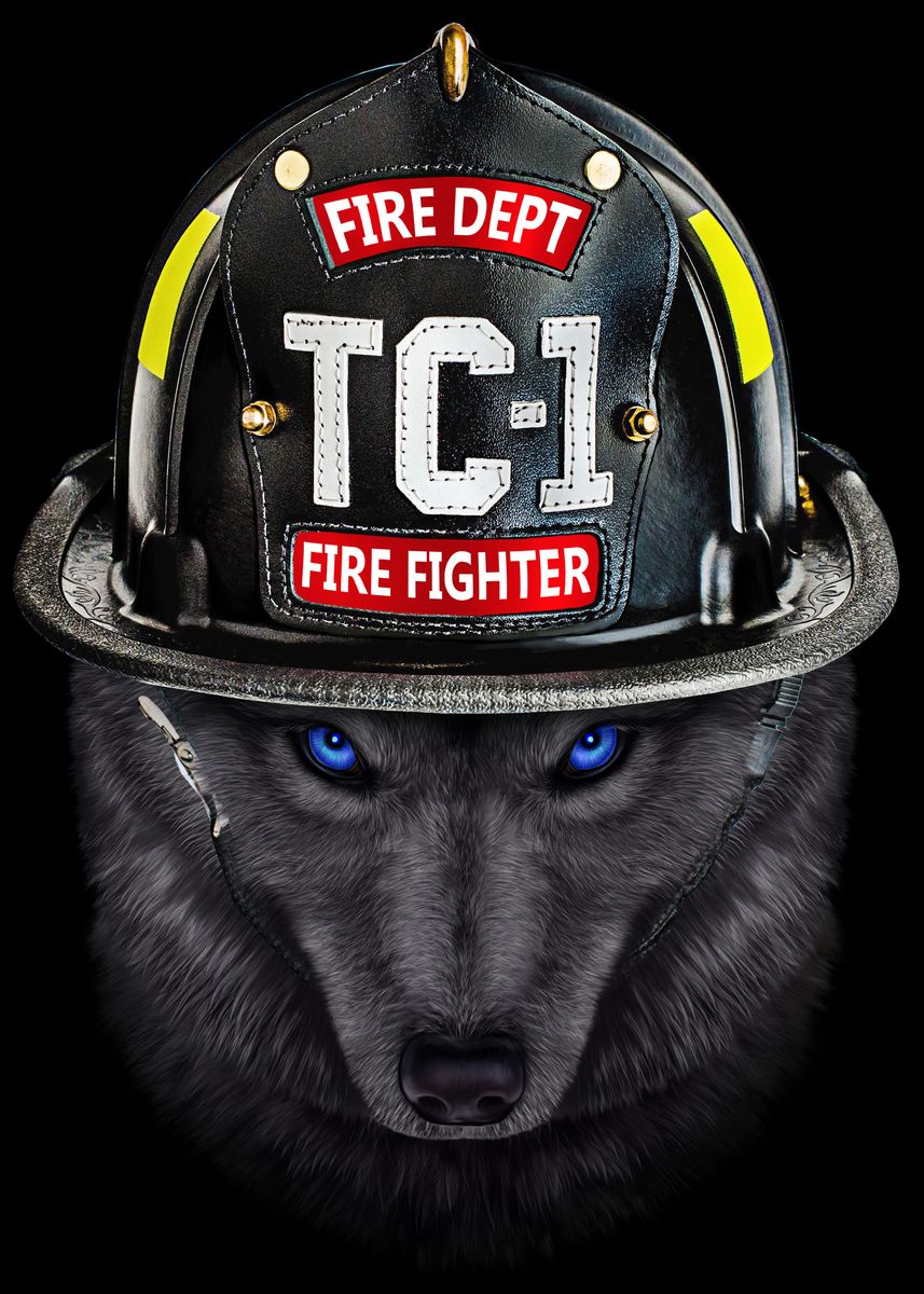 'Firefighter Black Wolf' Poster, picture, metal print, paint by Jeff ...