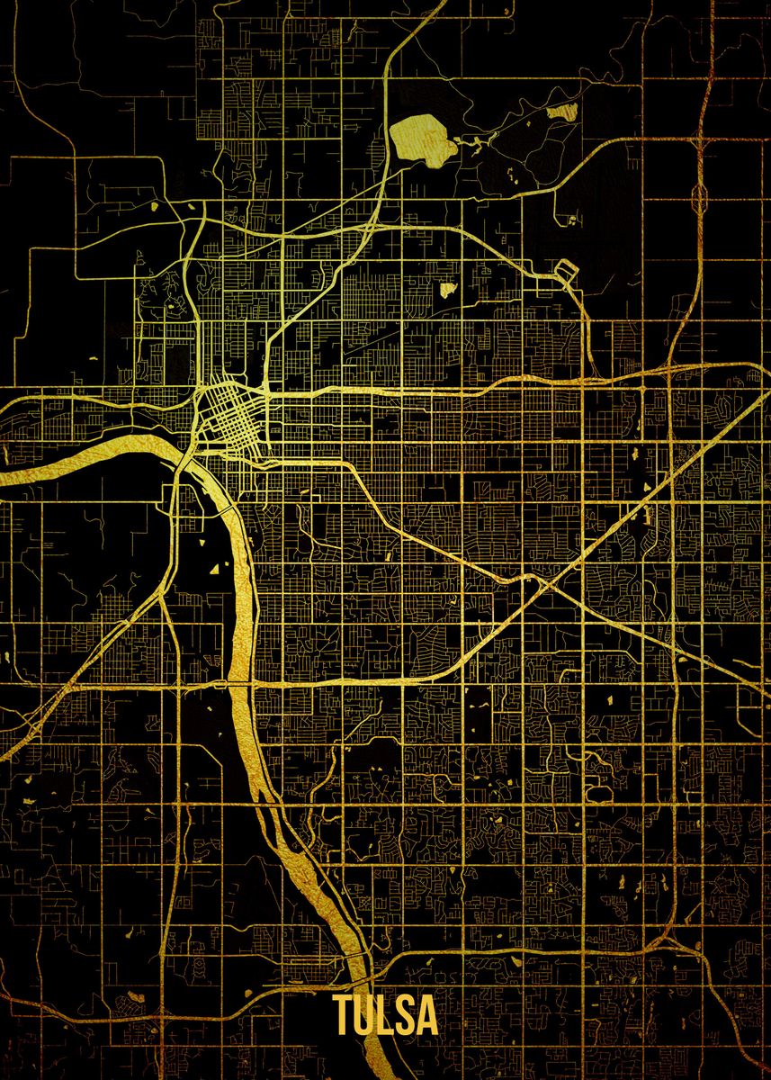 'Tulsa gold map' Poster, picture, metal print, paint by LUNGHISTE ...