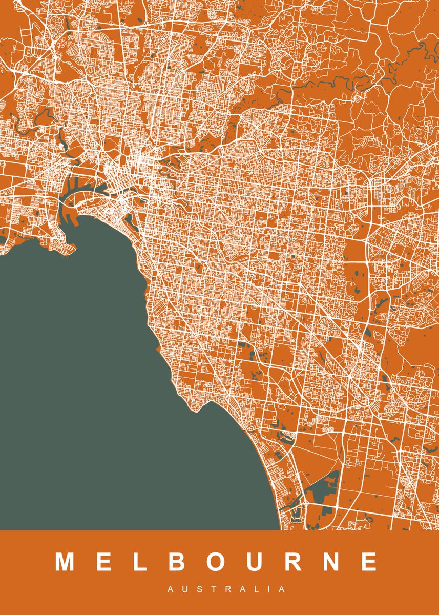 'MELBOURNE Art Map' Poster, picture, metal print, paint by UrbanMaps | Displate