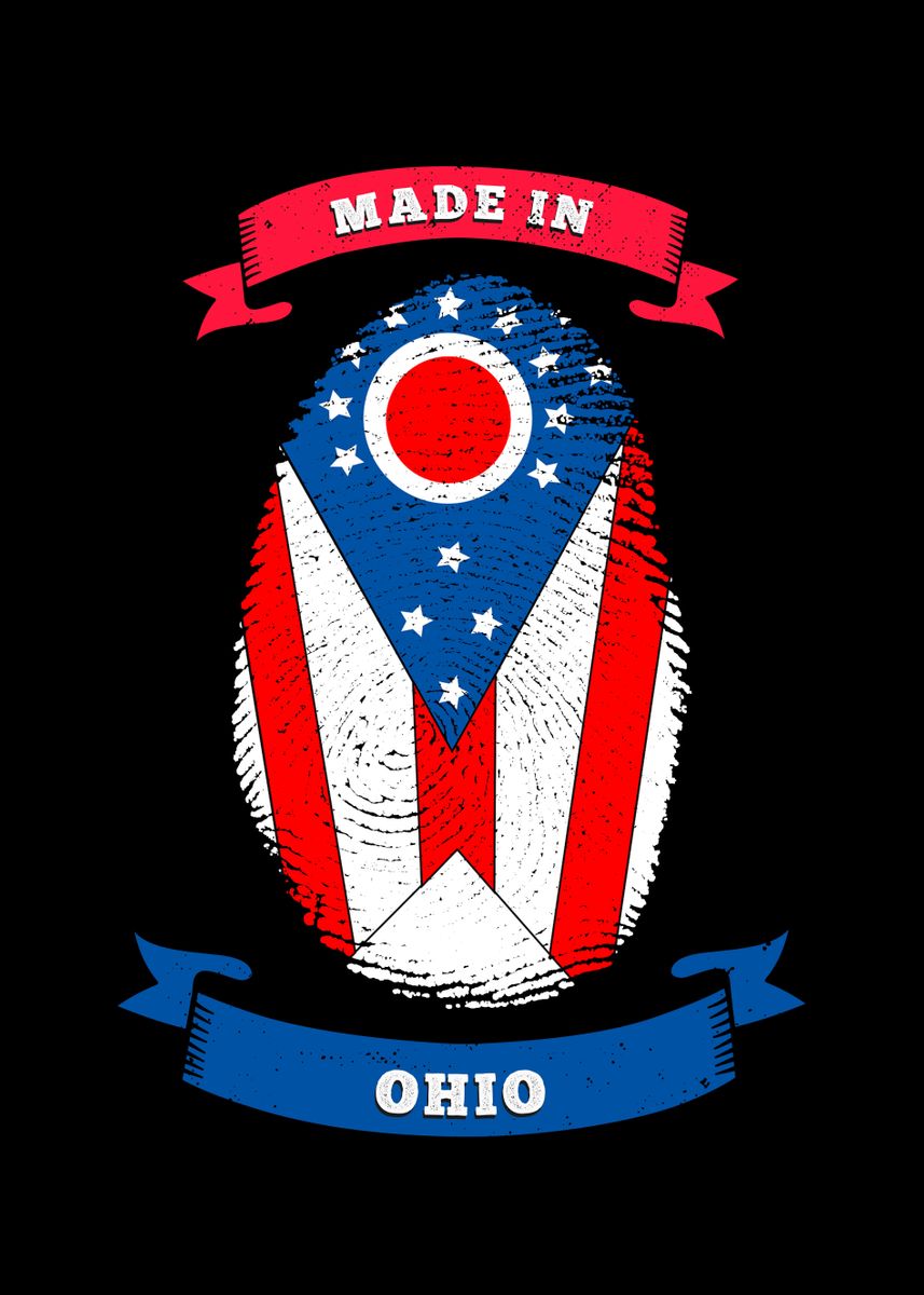 'MADE IN OHIO FINGERPRINT' Poster, picture, metal print, paint by ...
