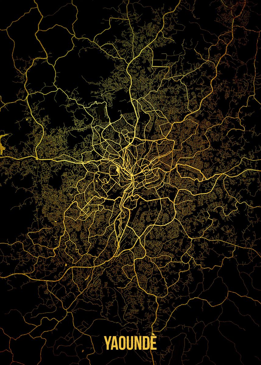 'Yaounde gold map' Poster by Stefano Lunghi | Displate