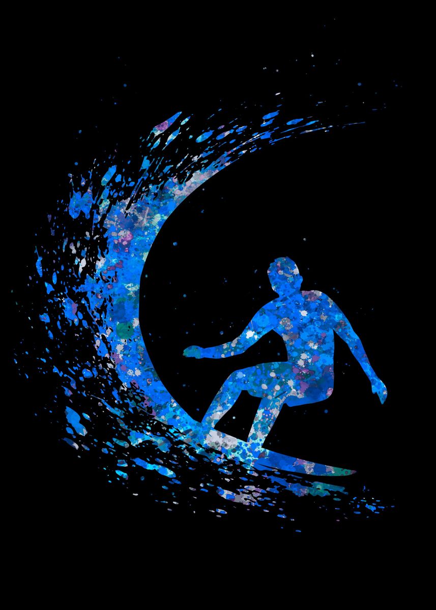 'Surfing male' Poster, picture, metal print, paint by Yahya Art | Displate