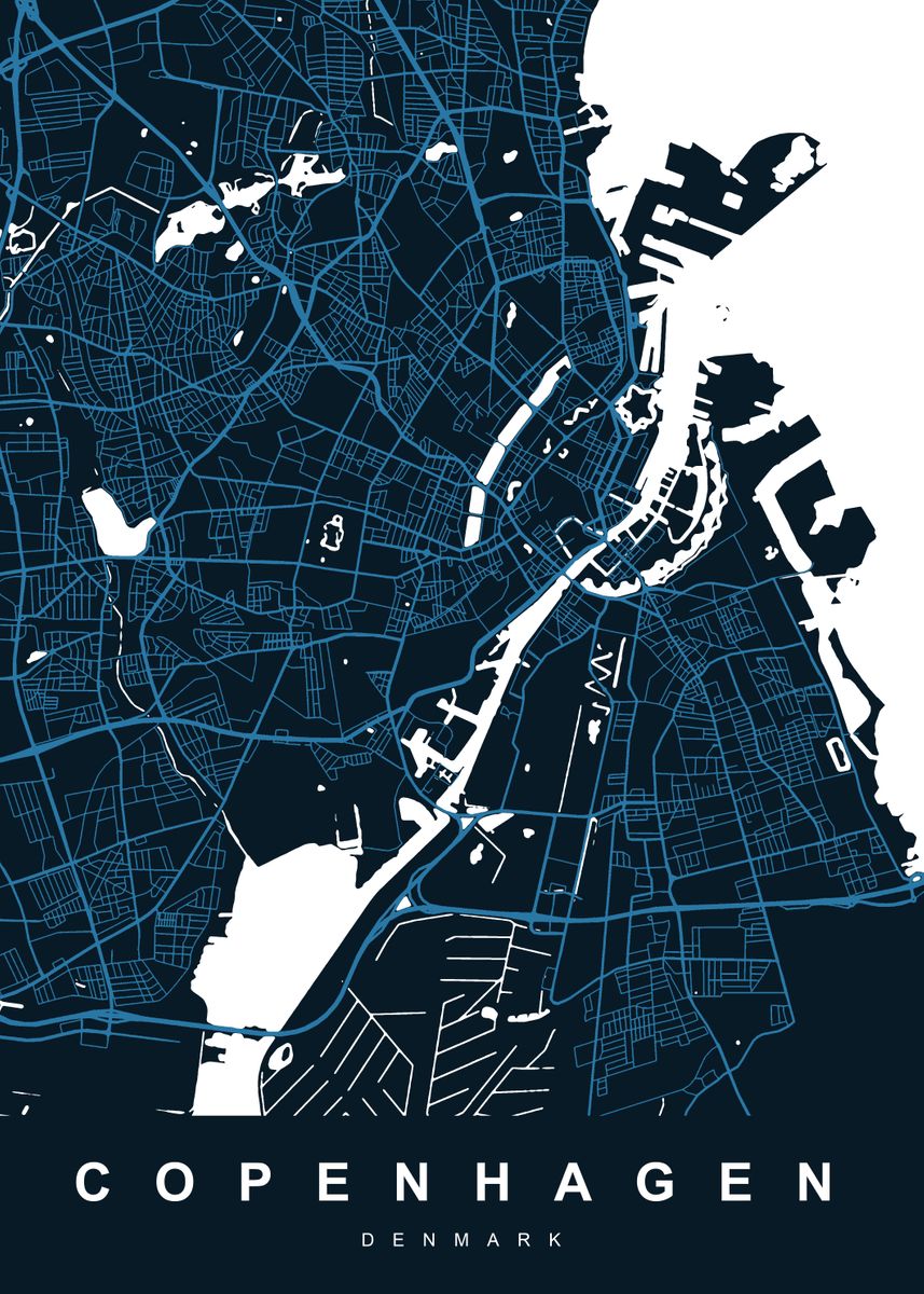 'COPENHAGEN Art Map' Poster, picture, metal print, paint by UrbanMaps ...