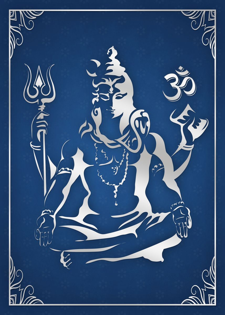'Lord Shiva Blue Silver' Poster, picture, metal print, paint by ...