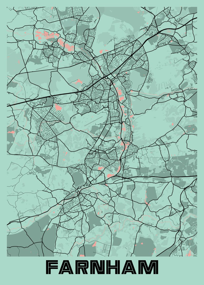'Farnham Peony City Map' Poster by Tien Stencil | Displate