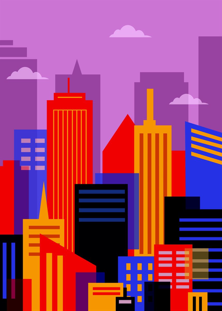 'cityscape 1' Poster, picture, metal print, paint by tricky dee | Displate